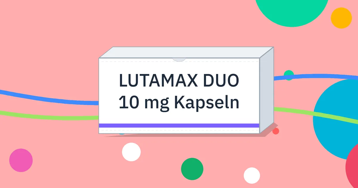 Symbolbild: Packung mit der Aufschrift LUTAMAX DUO 10 mg Kapseln (PZN 19448111) – Verfügbarkeit und Bezug in Apotheken in Frankfurt am Main