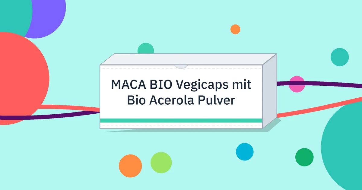Symbolbild: Packung mit der Aufschrift MACA BIO Vegicaps mit Bio Acerola Pulver (PZN 17230744) – Verfügbarkeit und Bezug in Apotheken in Frankfurt am Main