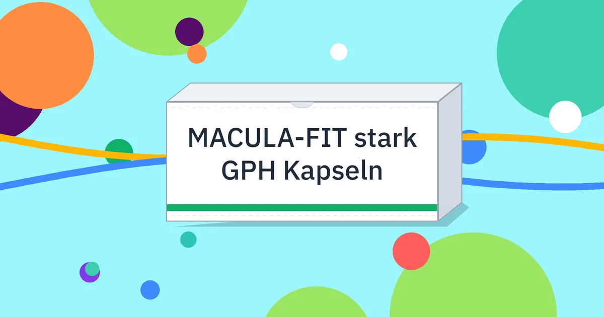 Symbolbild: Packung mit der Aufschrift MACULA-FIT stark GPH Kapseln (PZN 05530843) – Verfügbarkeit und Bezug in Apotheken in Frankfurt am Main