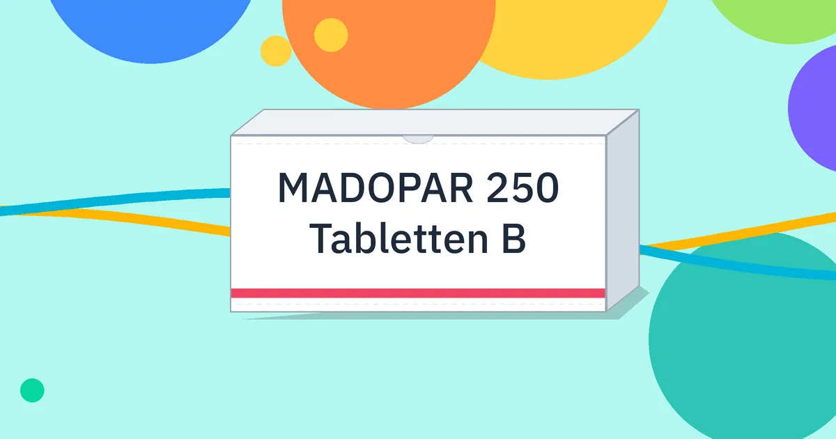 Symbolbild: Packung mit der Aufschrift MADOPAR 250 Tabletten B (PZN 04800269) – Verfügbarkeit und Bezug in Apotheken in Frankfurt am Main
