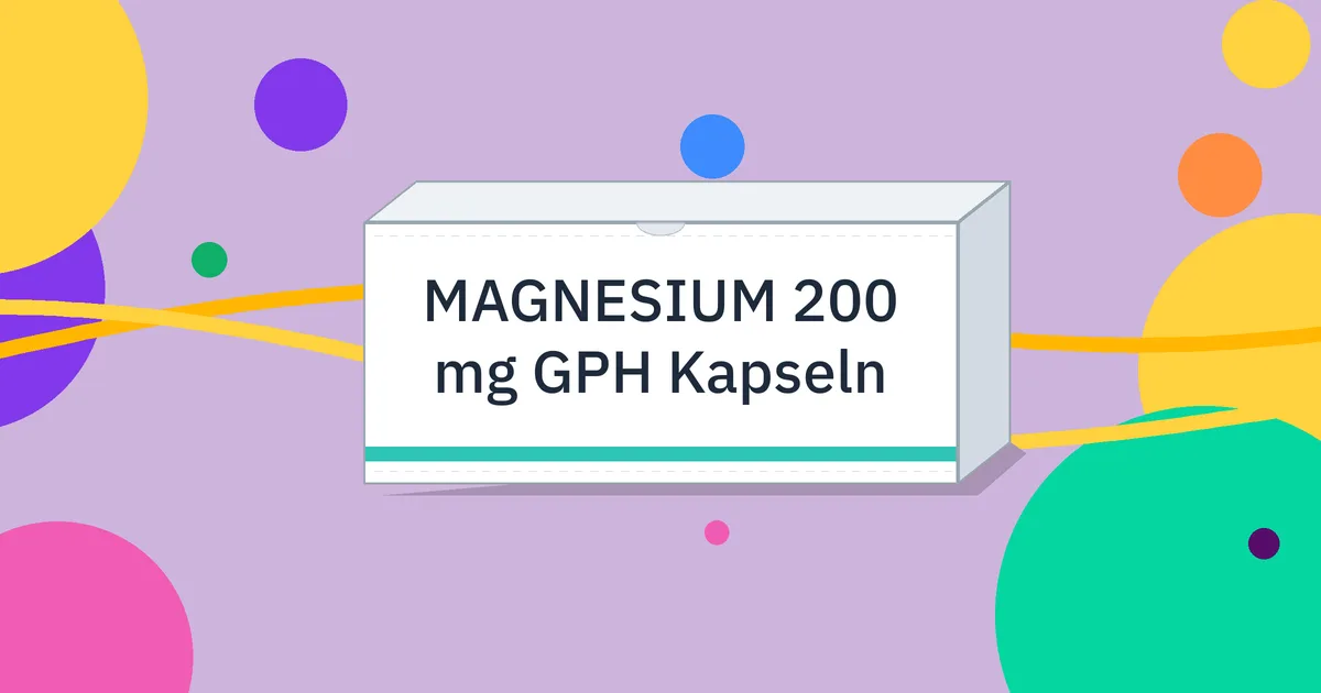 Symbolbild: Packung mit der Aufschrift MAGNESIUM 200 mg GPH Kapseln (PZN 11146505) – Verfügbarkeit und Bezug in Apotheken in Frankfurt am Main