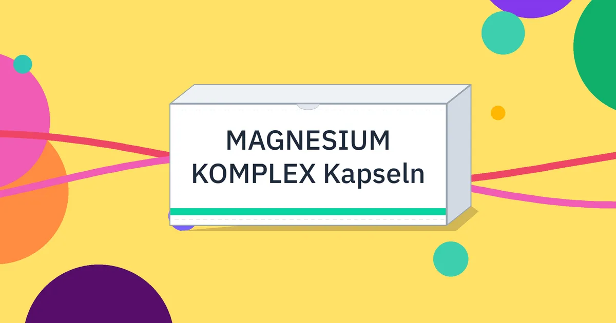 Symbolbild: Packung mit der Aufschrift MAGNESIUM KOMPLEX Kapseln (PZN 19172838) – Verfügbarkeit und Bezug in Apotheken in Frankfurt am Main