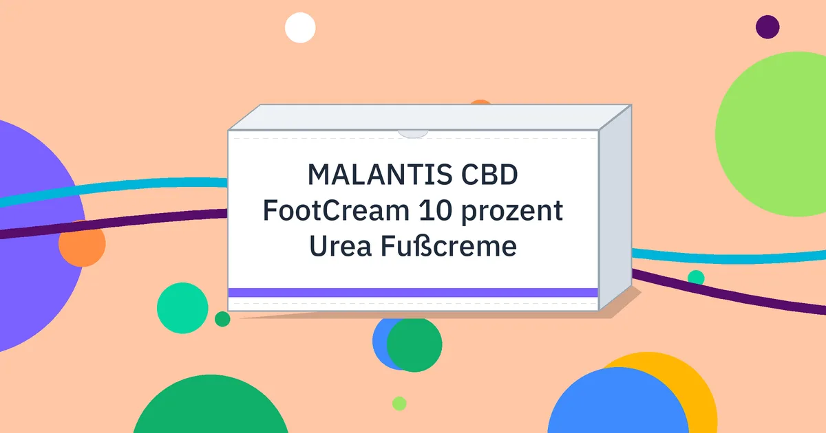 Symbolbild: Packung mit der Aufschrift MALANTIS CBD FootCream 10 prozent Urea Fußcreme (PZN 18221552) – Verfügbarkeit und Bezug in Apotheken in Frankfurt am Main