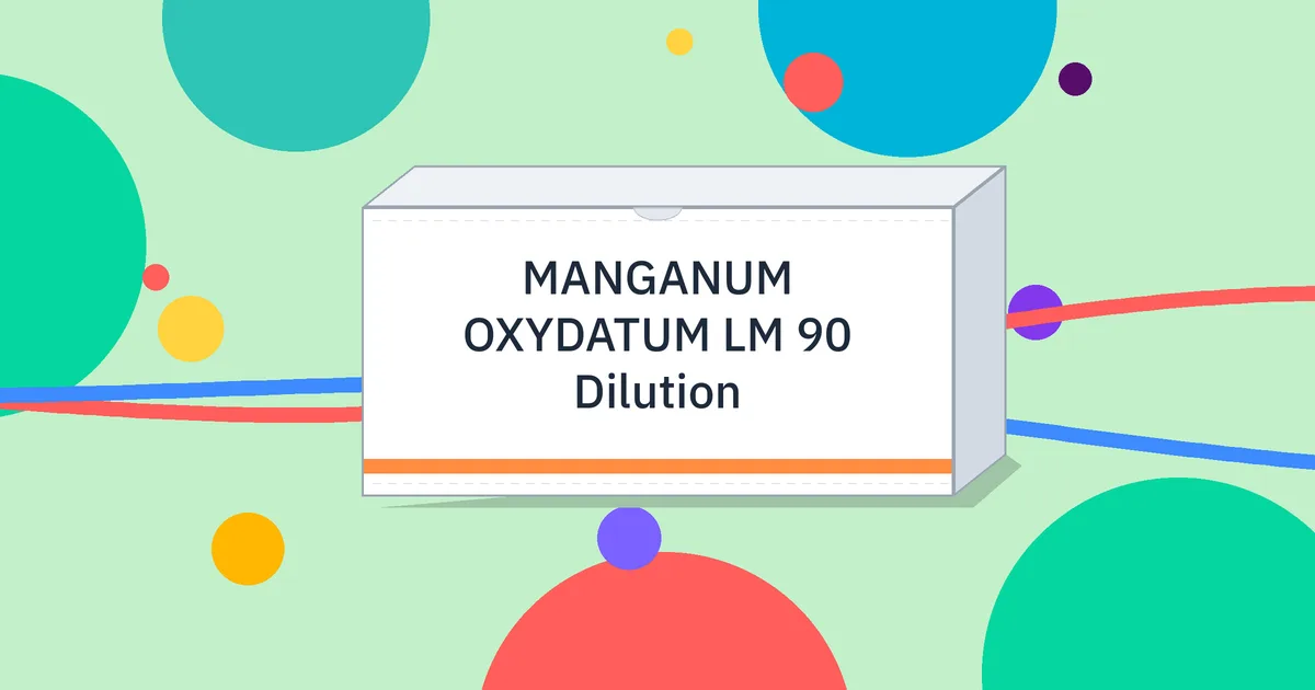 Symbolbild: Packung mit der Aufschrift MANGANUM OXYDATUM LM 90 Dilution (PZN 12944901) – Verfügbarkeit und Bezug in Apotheken in Frankfurt am Main