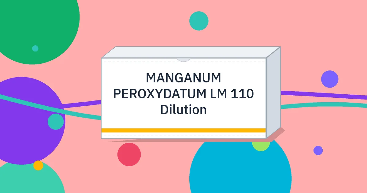 Symbolbild: Packung mit der Aufschrift MANGANUM PEROXYDATUM LM 110 Dilution (PZN 12945384) – Verfügbarkeit und Bezug in Apotheken in Frankfurt am Main