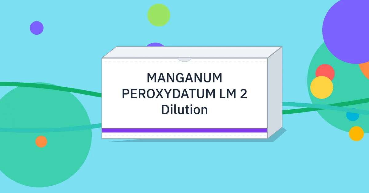 Symbolbild: Packung mit der Aufschrift MANGANUM PEROXYDATUM LM 2 Dilution (PZN 12944953) – Verfügbarkeit und Bezug in Apotheken in Frankfurt am Main