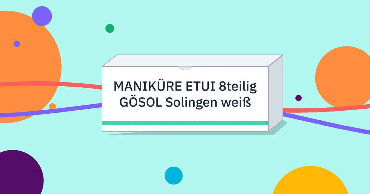 Symbolbild: Packung mit der Aufschrift MANIKÜRE ETUI 8teilig GÖSOL Solingen weiß (PZN 10350534) – Verfügbarkeit und Bezug in Apotheken in Frankfurt am Main