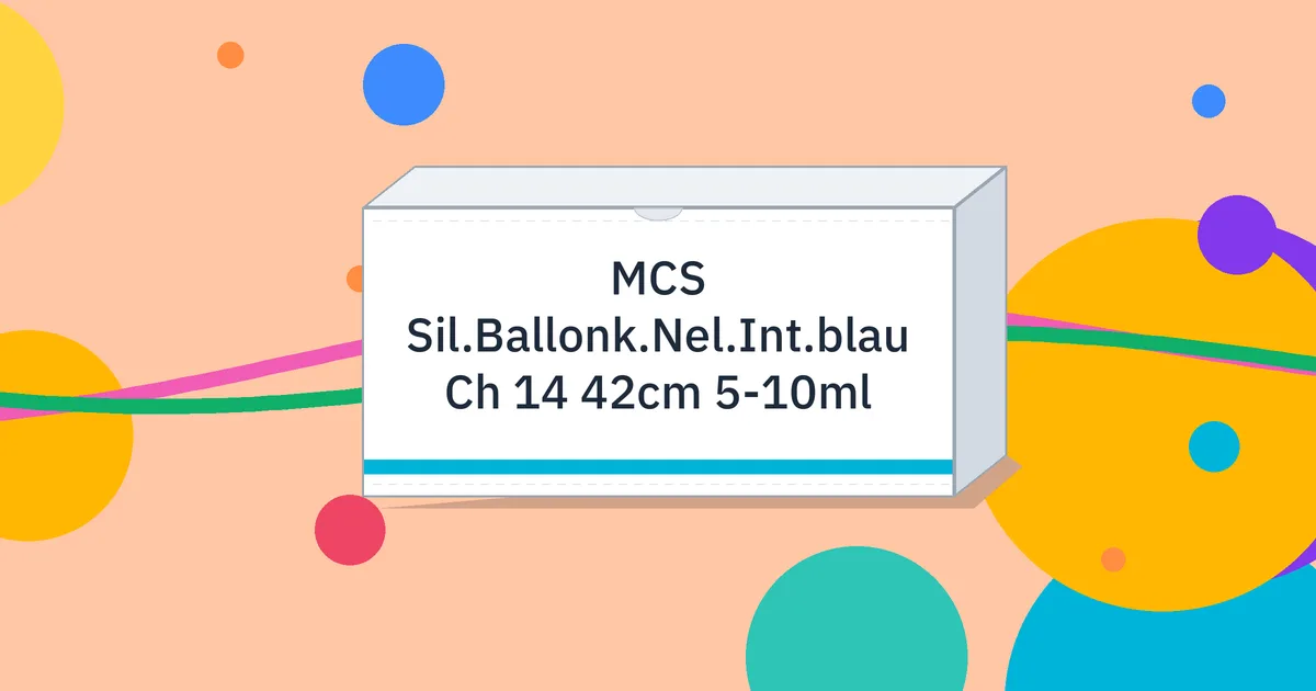 Symbolbild: Packung mit der Aufschrift MCS Sil.Ballonk.Nel.Int.blau Ch 14 42cm 5-10ml (PZN 04799767) – Verfügbarkeit und Bezug in Apotheken in Frankfurt am Main