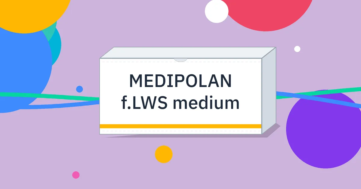 Symbolbild: Packung mit der Aufschrift MEDIPOLAN f.LWS medium (PZN 03013486) – Verfügbarkeit und Bezug in Apotheken in Frankfurt am Main