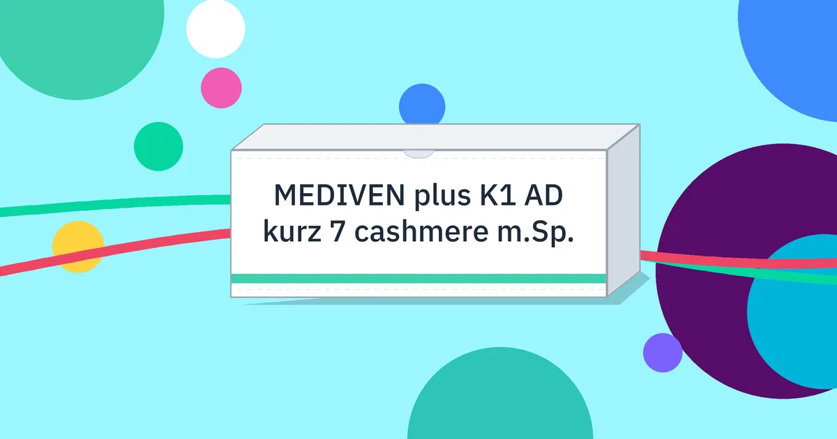Symbolbild: Packung mit der Aufschrift MEDIVEN plus K1 AD kurz 7 cashmere m.Sp. (PZN 15044026) – Verfügbarkeit und Bezug in Apotheken in Frankfurt am Main