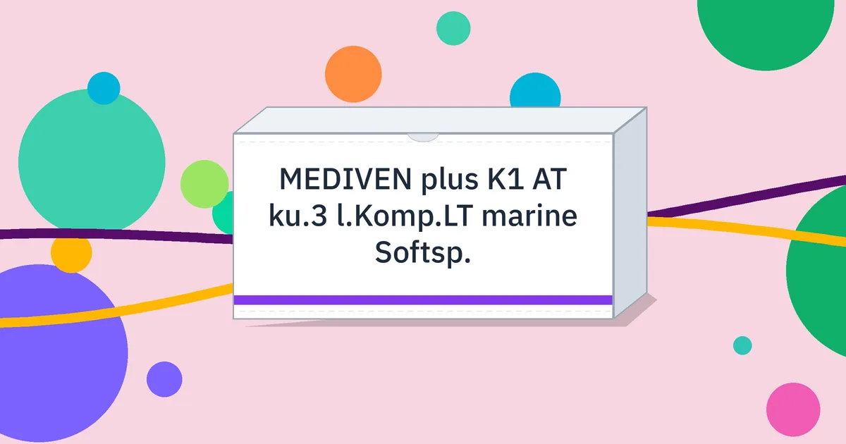 Symbolbild: Packung mit der Aufschrift MEDIVEN plus K1 AT ku.3 l.Komp.LT marine Softsp. (PZN 15028694) – Verfügbarkeit und Bezug in Apotheken in Frankfurt am Main