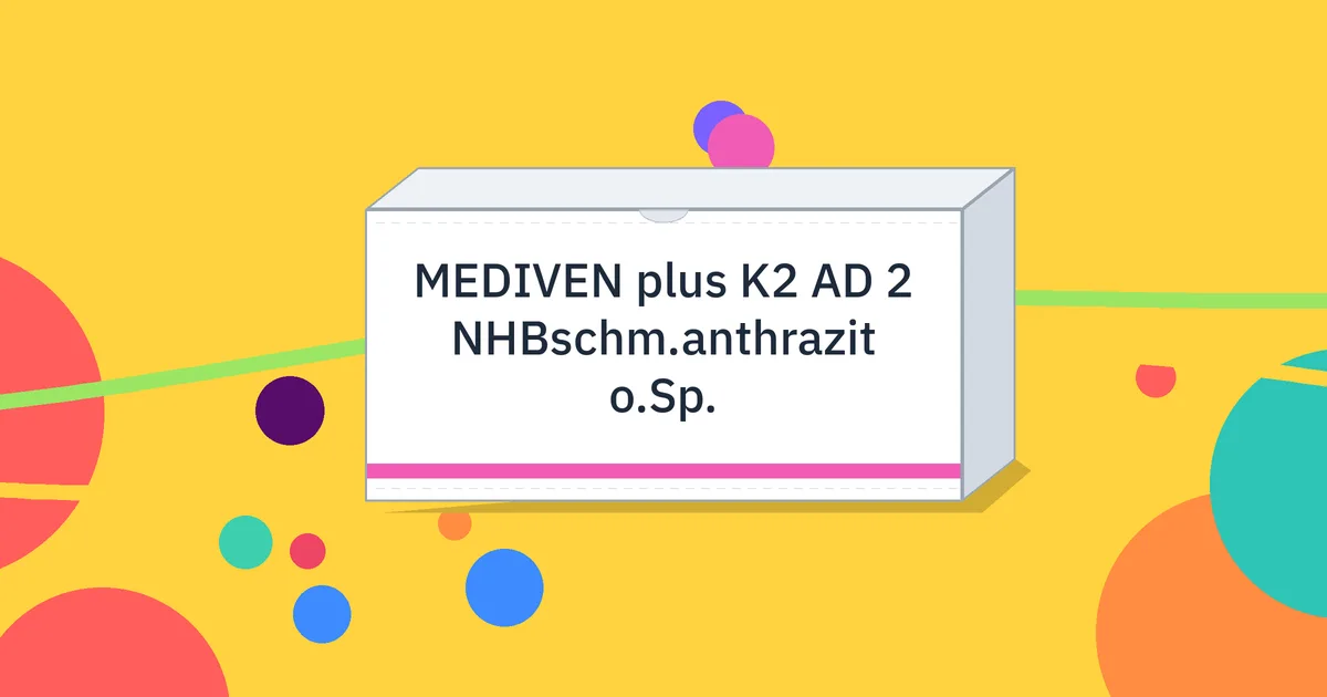 Symbolbild: Packung mit der Aufschrift MEDIVEN plus K2 AD 2 NHBschm.anthrazit o.Sp. (PZN 15937787) – Verfügbarkeit und Bezug in Apotheken in Frankfurt am Main