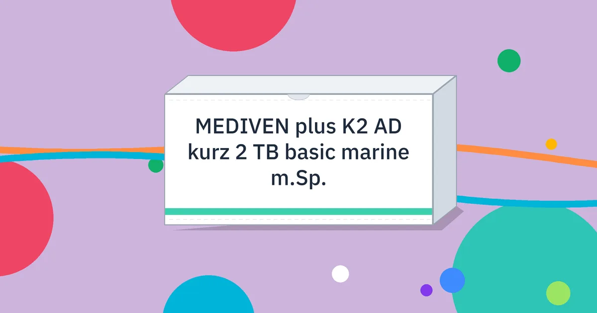 Symbolbild: Packung mit der Aufschrift MEDIVEN plus K2 AD kurz 2 TB basic marine m.Sp. (PZN 15097732) – Verfügbarkeit und Bezug in Apotheken in Frankfurt am Main