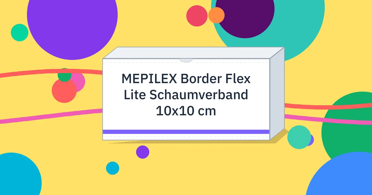 Symbolbild: Packung mit der Aufschrift MEPILEX Border Flex Lite Schaumverband 10x10 cm (PZN 18224734) – Verfügbarkeit und Bezug in Apotheken in Frankfurt am Main