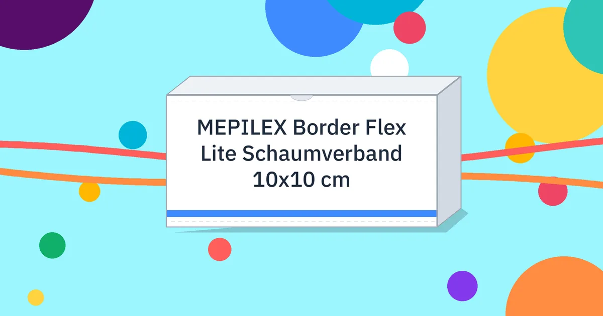 Symbolbild: Packung mit der Aufschrift MEPILEX Border Flex Lite Schaumverband 10x10 cm (PZN 18243393) – Verfügbarkeit und Bezug in Apotheken in Frankfurt am Main
