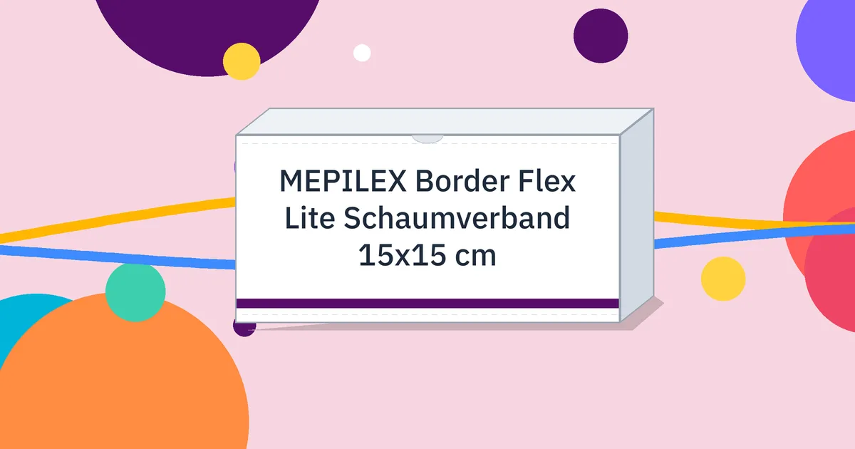 Symbolbild: Packung mit der Aufschrift MEPILEX Border Flex Lite Schaumverband 15x15 cm (PZN 20099443) – Verfügbarkeit und Bezug in Apotheken in Frankfurt am Main
