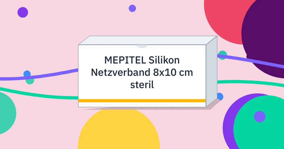 Symbolbild: Packung mit der Aufschrift MEPITEL Silikon Netzverband 8x10 cm steril (PZN 12659170) – Verfügbarkeit und Bezug in Apotheken in Frankfurt am Main