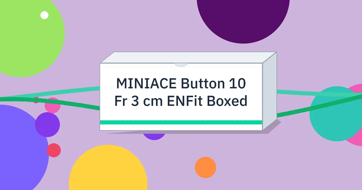 Symbolbild: Packung mit der Aufschrift MINIACE Button 10 Fr 3 cm ENFit Boxed (PZN 16953067) – Verfügbarkeit und Bezug in Apotheken in Frankfurt am Main