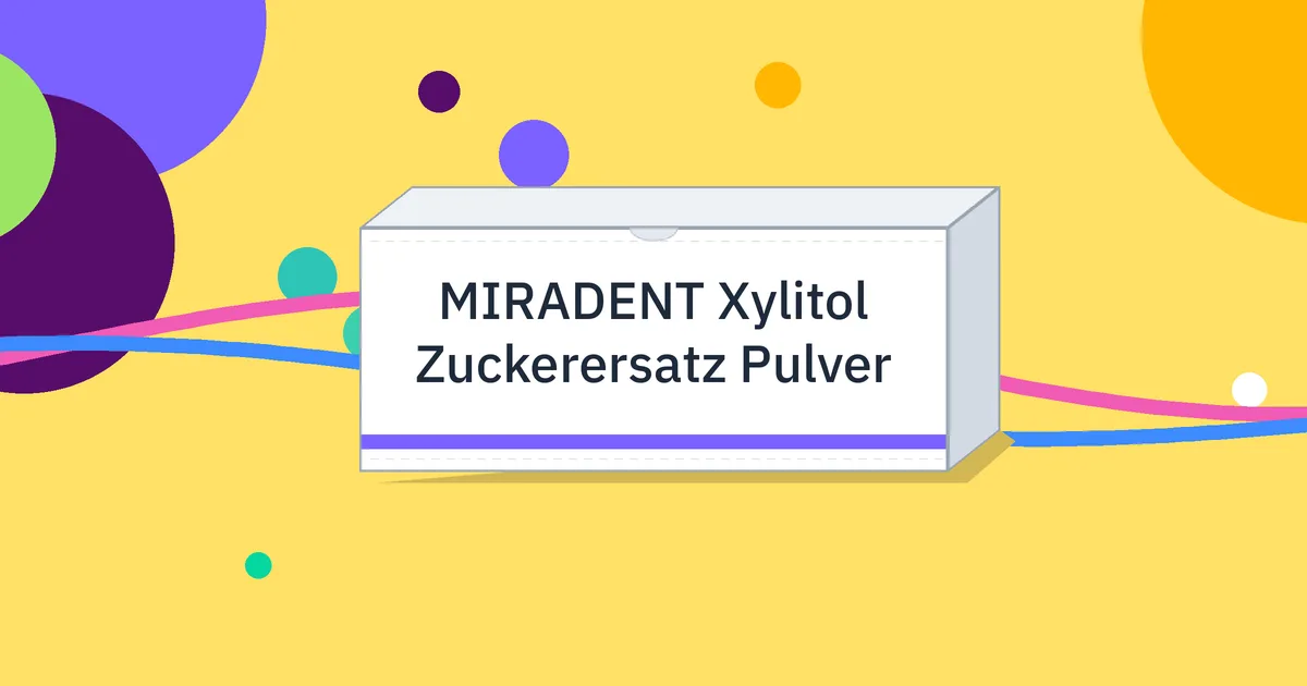 Symbolbild: Packung mit der Aufschrift MIRADENT Xylitol Zuckerersatz Pulver (PZN 16769926) – Verfügbarkeit und Bezug in Apotheken in Frankfurt am Main