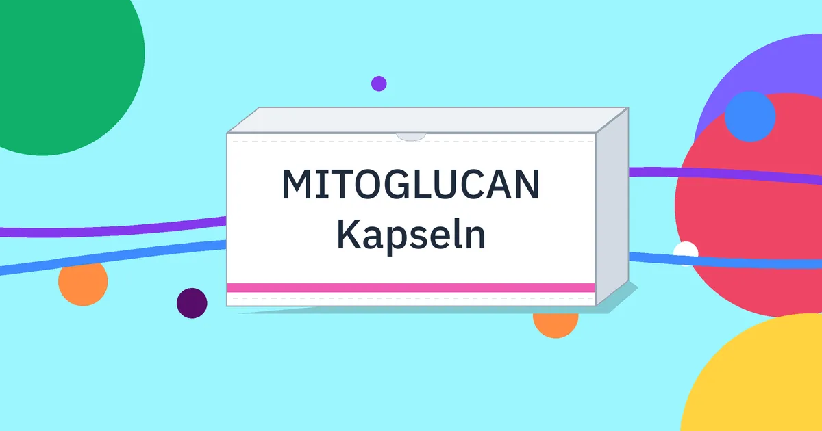 Symbolbild: Packung mit der Aufschrift MITOGLUCAN Kapseln (PZN 17975220) – Verfügbarkeit und Bezug in Apotheken in Frankfurt am Main