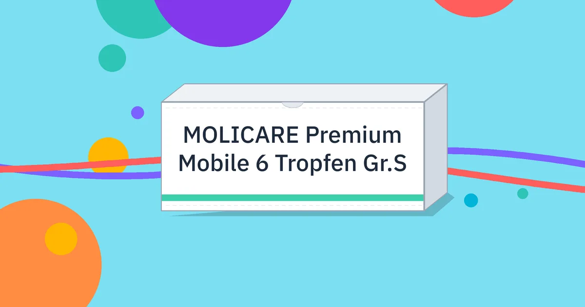 Symbolbild: Packung mit der Aufschrift MOLICARE Premium Mobile 6 Tropfen Gr.S (PZN 14442888) – Verfügbarkeit und Bezug in Apotheken in Frankfurt am Main