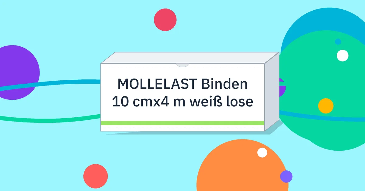 Symbolbild: Packung mit der Aufschrift MOLLELAST Binden 10 cmx4 m weiß lose (PZN 15378603) – Verfügbarkeit und Bezug in Apotheken in Frankfurt am Main