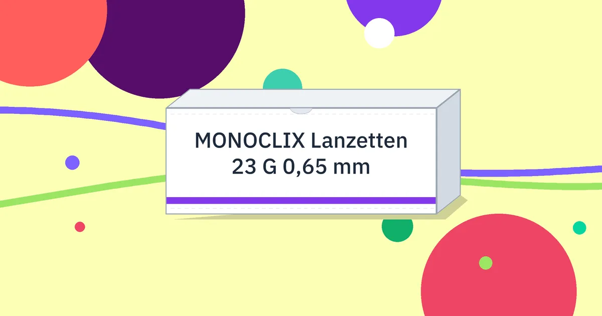 Symbolbild: Packung mit der Aufschrift MONOCLIX Lanzetten 23 G 0,65 mm (PZN 04016156) – Verfügbarkeit und Bezug in Apotheken in Frankfurt am Main