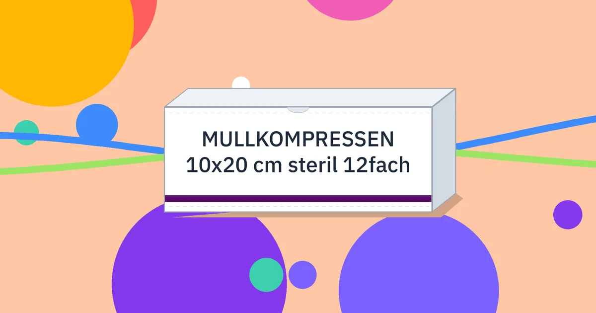 Symbolbild: Packung mit der Aufschrift MULLKOMPRESSEN 10x20 cm steril 12fach (PZN 01330751) – Verfügbarkeit und Bezug in Apotheken in Frankfurt am Main