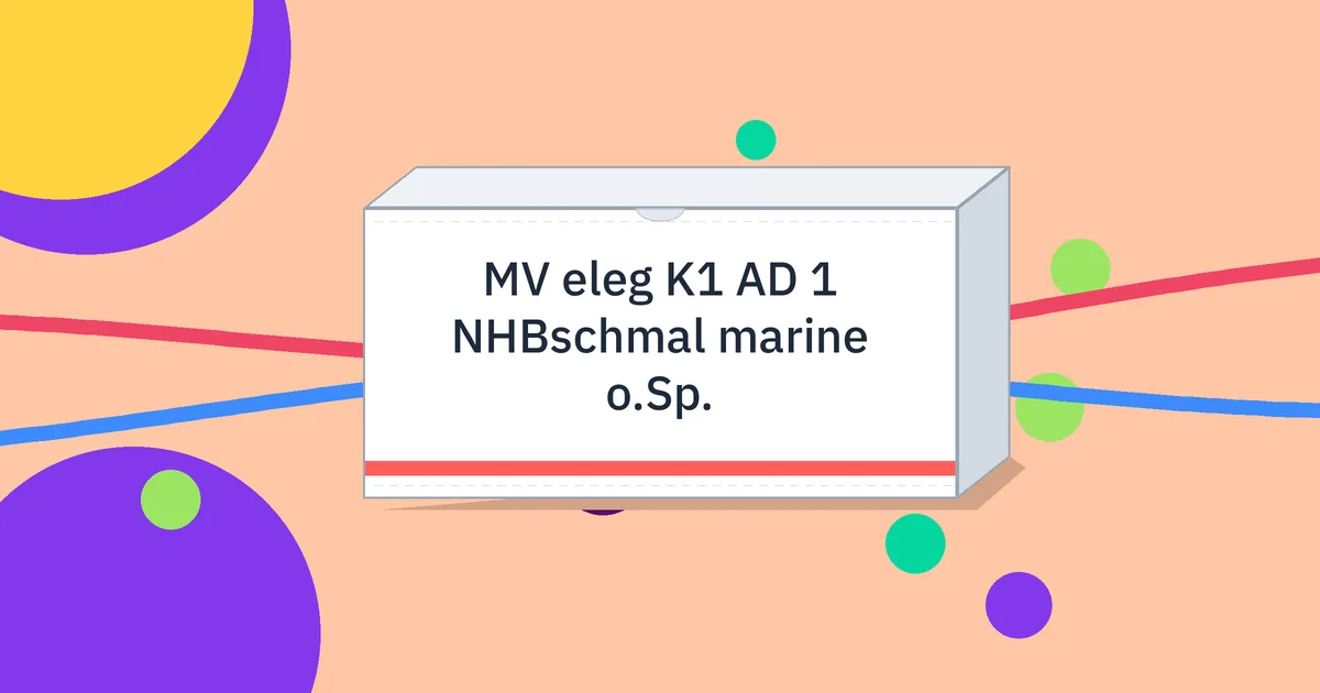 Symbolbild: Packung mit der Aufschrift MV eleg K1 AD 1 NHBschmal marine o.Sp. (PZN 15673897) – Verfügbarkeit und Bezug in Apotheken in Frankfurt am Main