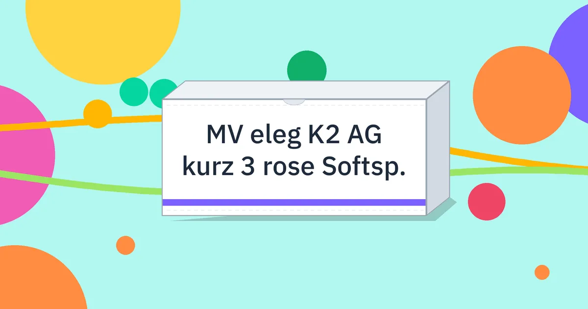 Symbolbild: Packung mit der Aufschrift MV eleg K2 AG kurz 3 rose Softsp. (PZN 14698062) – Verfügbarkeit und Bezug in Apotheken in Frankfurt am Main
