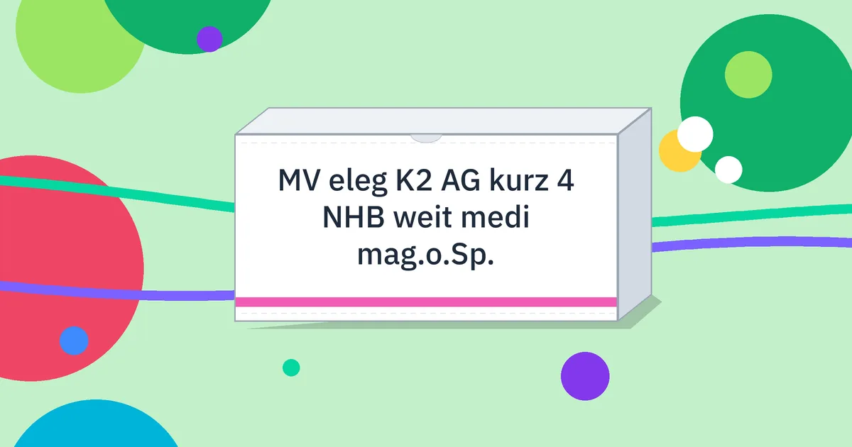 Symbolbild: Packung mit der Aufschrift MV eleg K2 AG kurz 4 NHB weit medi mag.o.Sp. (PZN 15714604) – Verfügbarkeit und Bezug in Apotheken in Frankfurt am Main
