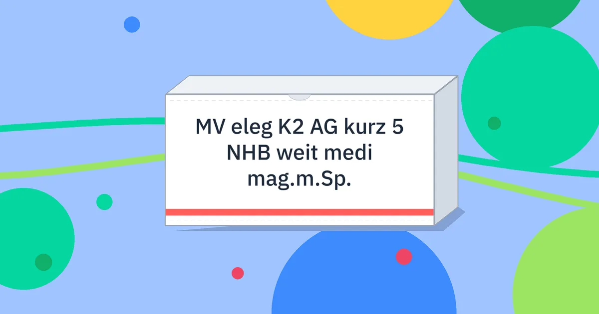 Symbolbild: Packung mit der Aufschrift MV eleg K2 AG kurz 5 NHB weit medi mag.m.Sp. (PZN 15714679) – Verfügbarkeit und Bezug in Apotheken in Frankfurt am Main
