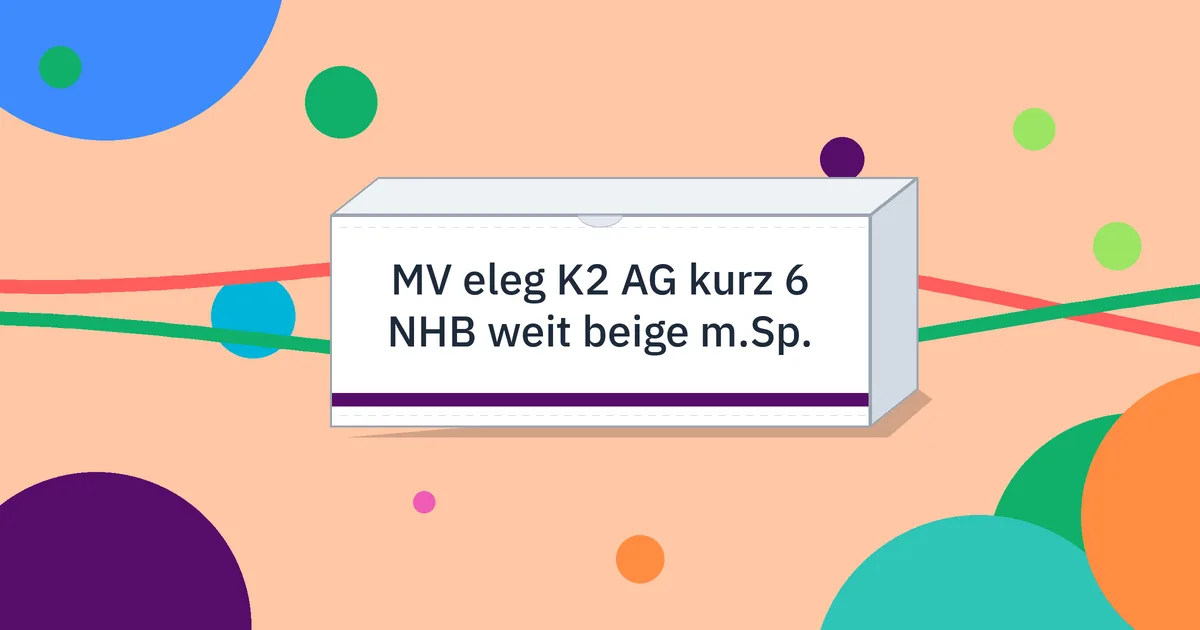 Symbolbild: Packung mit der Aufschrift MV eleg K2 AG kurz 6 NHB weit beige m.Sp. (PZN 15715124) – Verfügbarkeit und Bezug in Apotheken in Frankfurt am Main