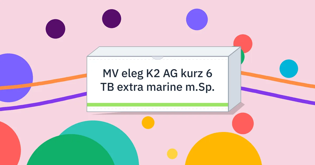 Symbolbild: Packung mit der Aufschrift MV eleg K2 AG kurz 6 TB extra marine m.Sp. (PZN 14606002) – Verfügbarkeit und Bezug in Apotheken in Frankfurt am Main