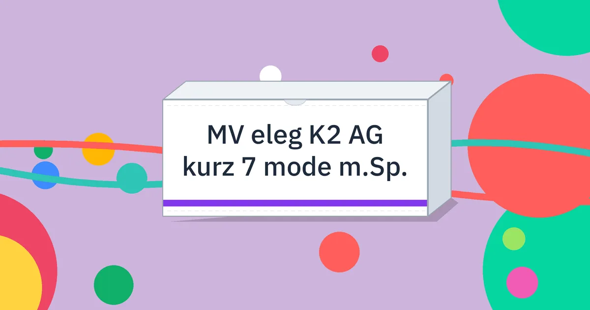 Symbolbild: Packung mit der Aufschrift MV eleg K2 AG kurz 7 mode m.Sp. (PZN 04542086) – Verfügbarkeit und Bezug in Apotheken in Frankfurt am Main