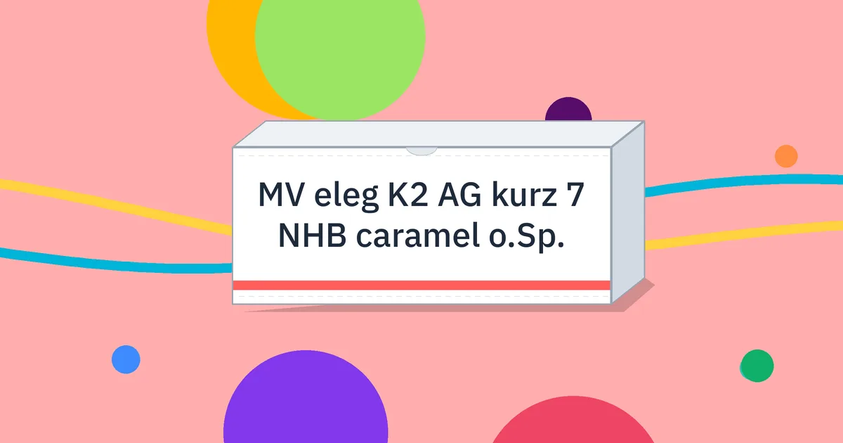 Symbolbild: Packung mit der Aufschrift MV eleg K2 AG kurz 7 NHB caramel o.Sp. (PZN 15716922) – Verfügbarkeit und Bezug in Apotheken in Frankfurt am Main