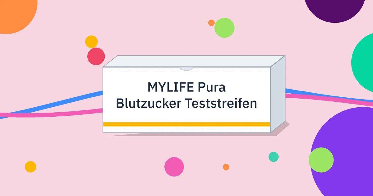 Symbolbild: Packung mit der Aufschrift MYLIFE Pura Blutzucker Teststreifen (PZN 02826661) – Verfügbarkeit und Bezug in Apotheken in Frankfurt am Main