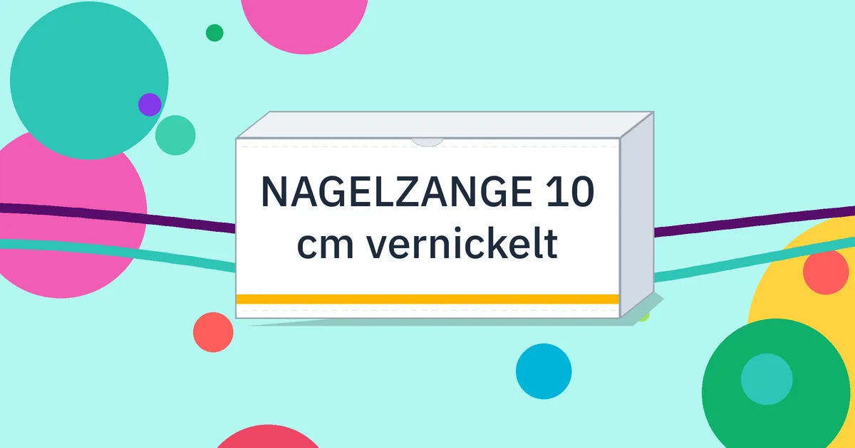 Symbolbild: Packung mit der Aufschrift NAGELZANGE 10 cm vernickelt (PZN 17288034) – Verfügbarkeit und Bezug in Apotheken in Frankfurt am Main