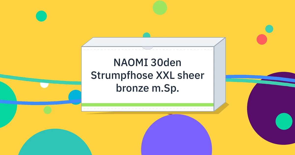 Symbolbild: Packung mit der Aufschrift NAOMI 30den Strumpfhose XXL sheer bronze m.Sp. (PZN 16178958) – Verfügbarkeit und Bezug in Apotheken in Frankfurt am Main