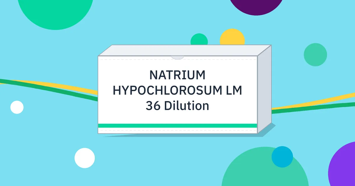 Symbolbild: Packung mit der Aufschrift NATRIUM HYPOCHLOROSUM LM 36 Dilution (PZN 12963181) – Verfügbarkeit und Bezug in Apotheken in Frankfurt am Main