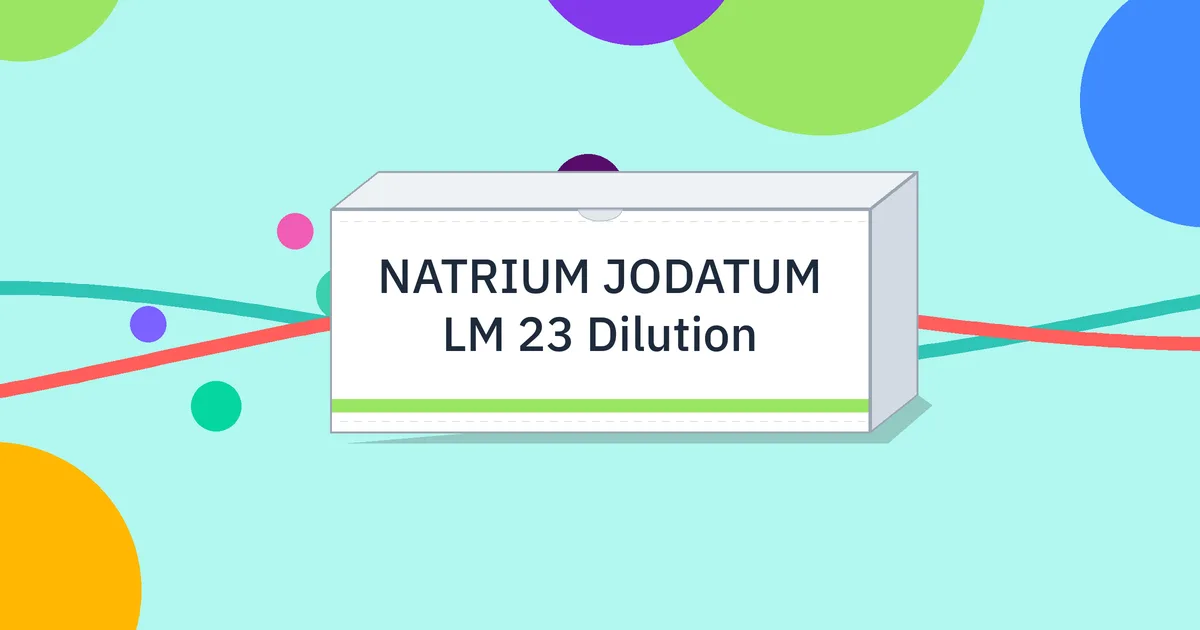Symbolbild: Packung mit der Aufschrift NATRIUM JODATUM LM 23 Dilution (PZN 12964453) – Verfügbarkeit und Bezug in Apotheken in Frankfurt am Main