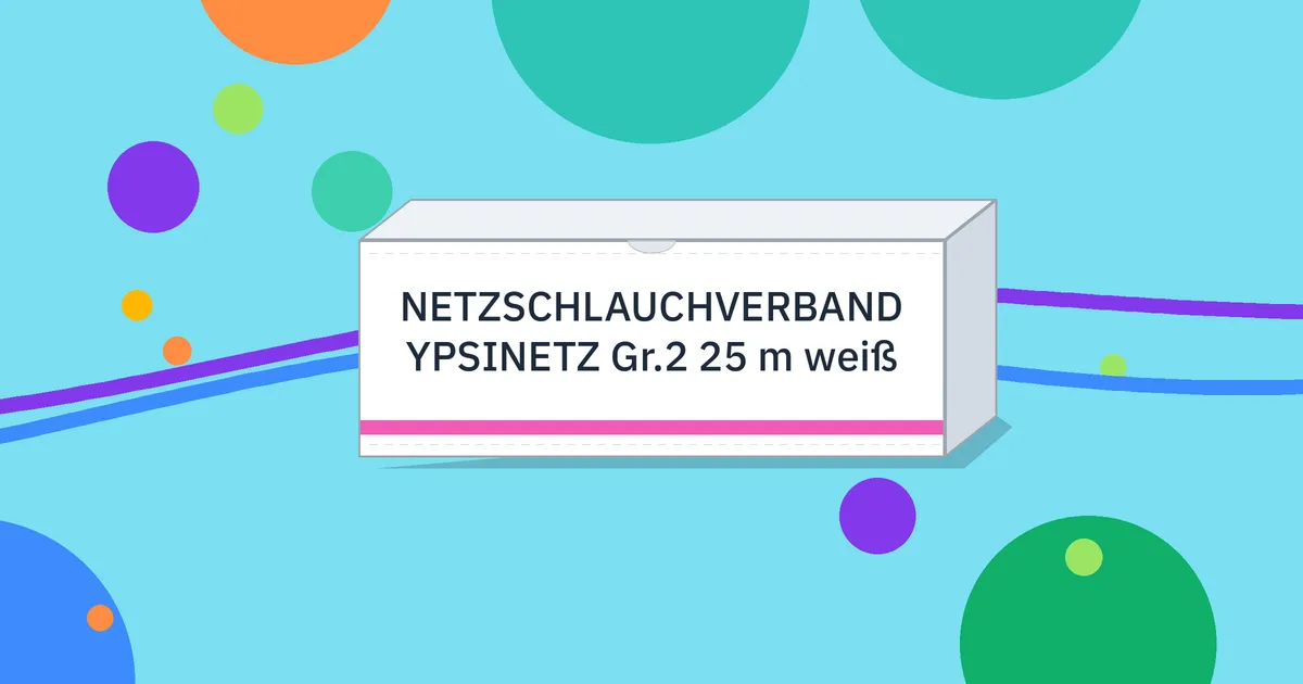 Symbolbild: Packung mit der Aufschrift NETZSCHLAUCHVERBAND YPSINETZ Gr.2 25 m weiß (PZN 03541765) – Verfügbarkeit und Bezug in Apotheken in Frankfurt am Main