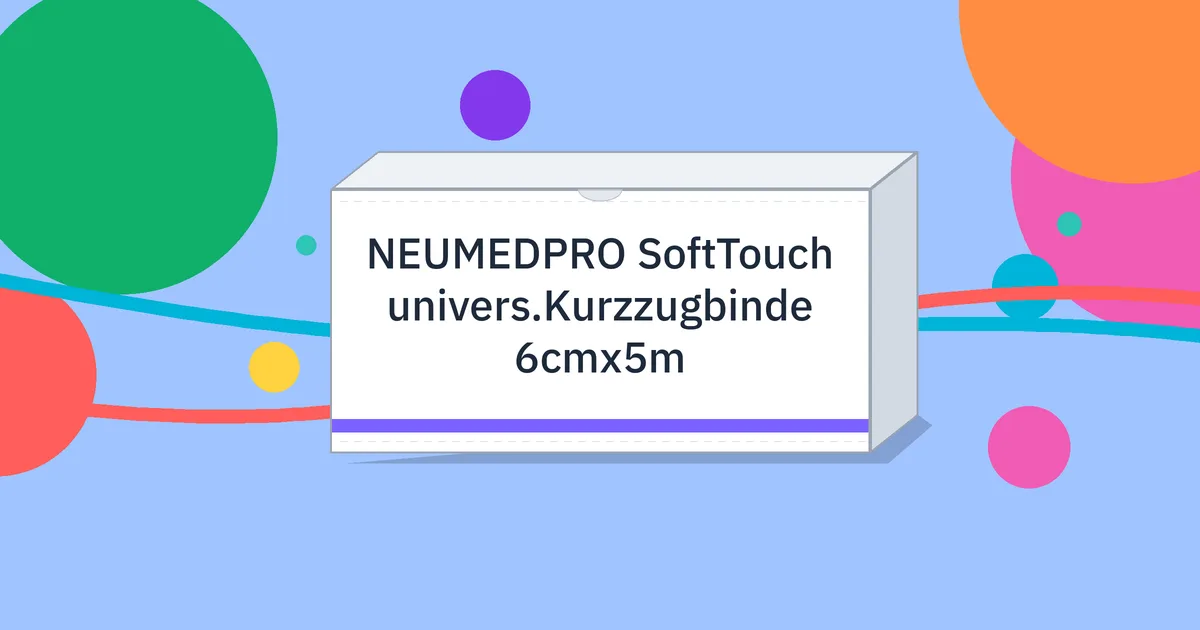 Symbolbild: Packung mit der Aufschrift NEUMEDPRO SoftTouch univers.Kurzzugbinde 6cmx5m (PZN 19553983) – Verfügbarkeit und Bezug in Apotheken in Frankfurt am Main