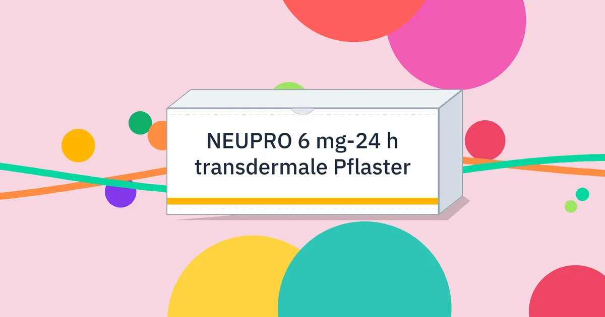 Symbolbild: Packung mit der Aufschrift NEUPRO 6 mg-24 h transdermale Pflaster (PZN 19376357) – Verfügbarkeit und Bezug in Apotheken in Frankfurt am Main