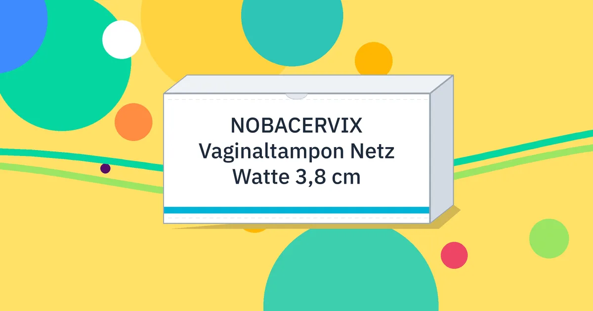 Symbolbild: Packung mit der Aufschrift NOBACERVIX Vaginaltampon Netz Watte 3,8 cm (PZN 16027774) – Verfügbarkeit und Bezug in Apotheken in Frankfurt am Main