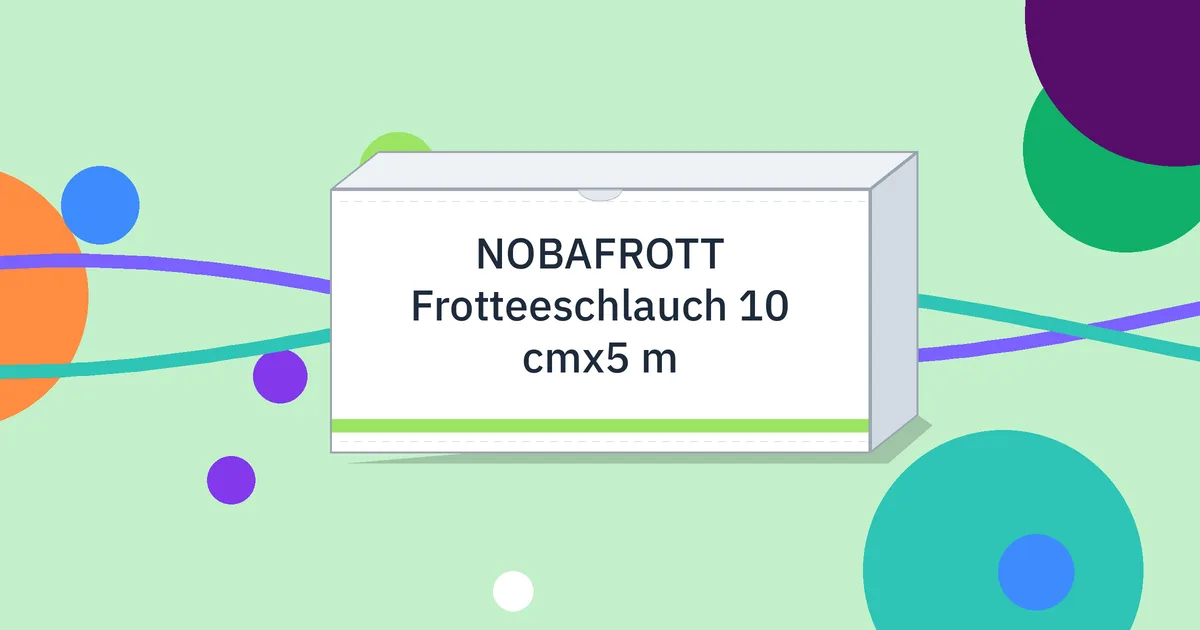 Symbolbild: Packung mit der Aufschrift NOBAFROTT Frotteeschlauch 10 cmx5 m (PZN 09313829) – Verfügbarkeit und Bezug in Apotheken in Frankfurt am Main