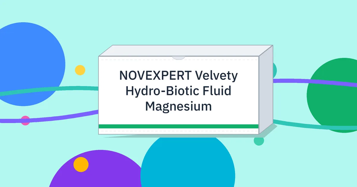 Symbolbild: Packung mit der Aufschrift NOVEXPERT Velvety Hydro-Biotic Fluid Magnesium (PZN 19147585) – Verfügbarkeit und Bezug in Apotheken in Frankfurt am Main