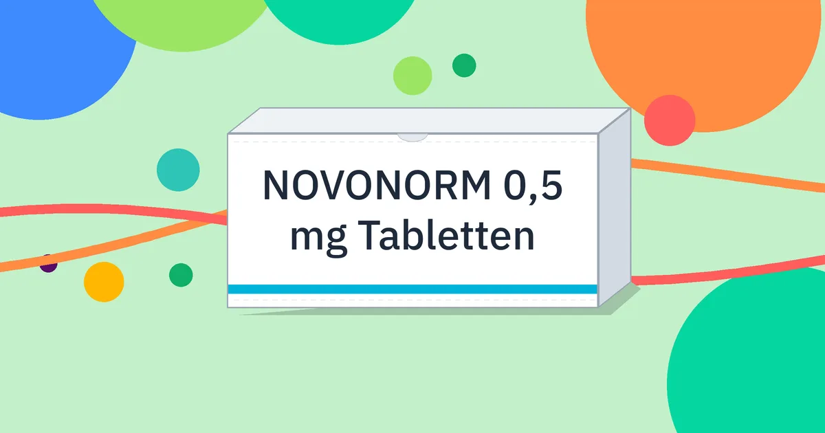 Symbolbild: Packung mit der Aufschrift NOVONORM 0,5 mg Tabletten (PZN 01096870) – Verfügbarkeit und Bezug in Apotheken in Frankfurt am Main