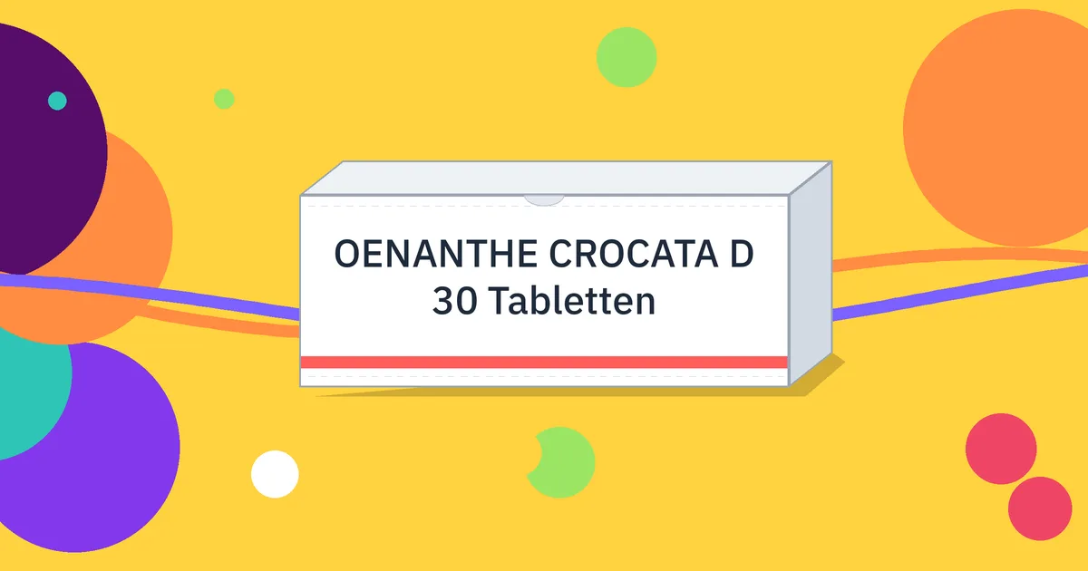 Symbolbild: Packung mit der Aufschrift OENANTHE CROCATA D 30 Tabletten (PZN 04229892) – Verfügbarkeit und Bezug in Apotheken in Frankfurt am Main