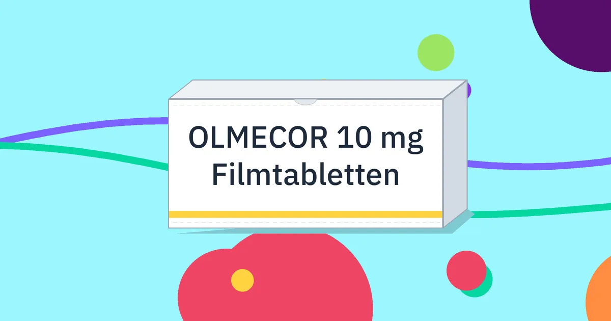 Symbolbild: Packung mit der Aufschrift OLMECOR 10 mg Filmtabletten (PZN 12648002) – Verfügbarkeit und Bezug in Apotheken in Frankfurt am Main